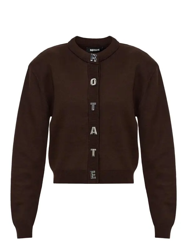 ROTATE BY BIRGER CHRISTENSEN Cotton Cardigan With Shoulder Pads - Brown