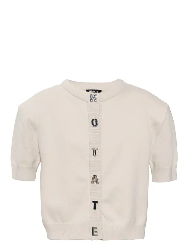 ROTATE BY BIRGER CHRISTENSEN Short-sleeved Cardigan With Metallic Logo Detailing - Grey