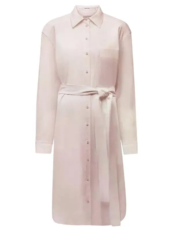 Another Tomorrow Pleat Back Midi Shirt Dress - Pink