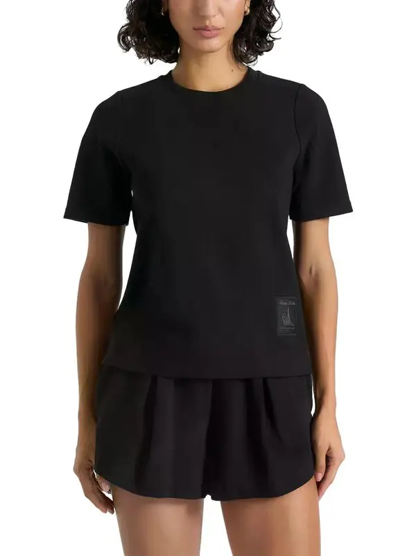Manière De Voir Short-sleeve Cotton T-shirt With Tonal Branding - Black