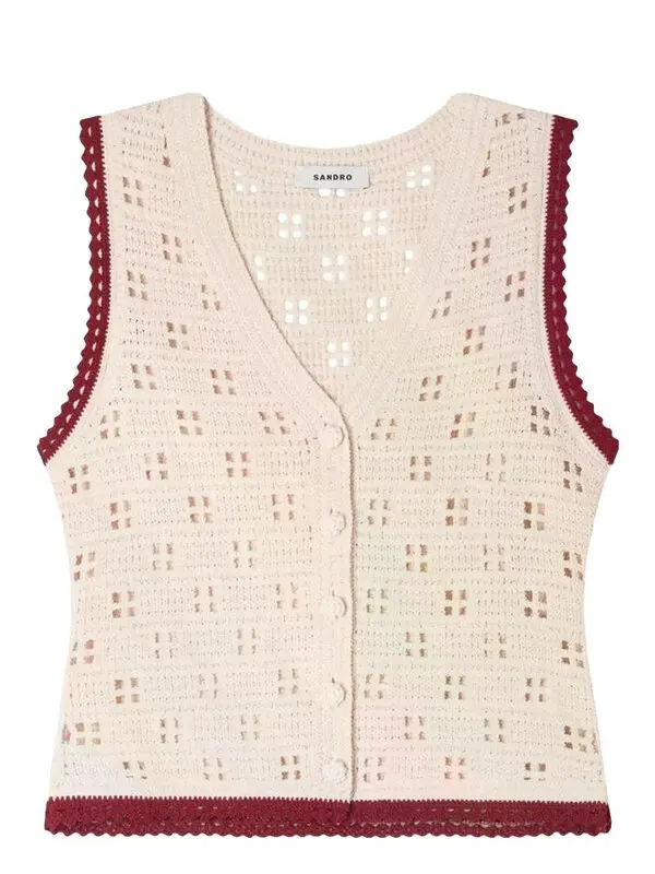 Sandro Crochet-knit Vest - Neutrals