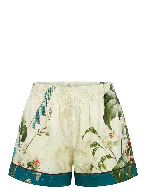 F.R.S FOR RESTLESS SLEEPERS Floral Broderie-anglaise Shorts - Neutrals