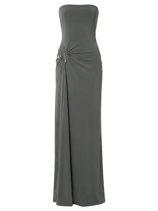 GRACE LING Strapless Maxi Dress With Relic Charms Detailing - Grey