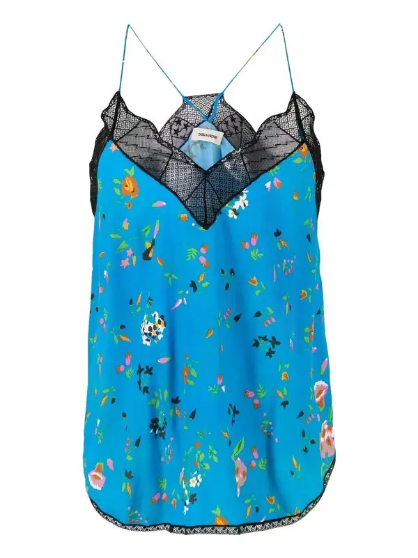 Zadig&Voltaire Christy Floral-print Vest - Blue