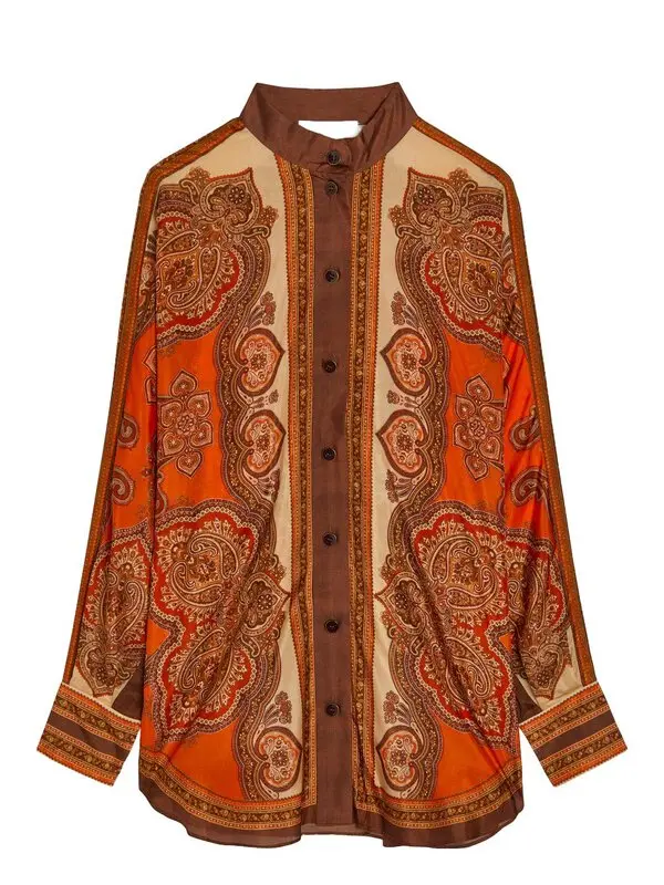 Zimmermann Printed Silk Shirt - Orange