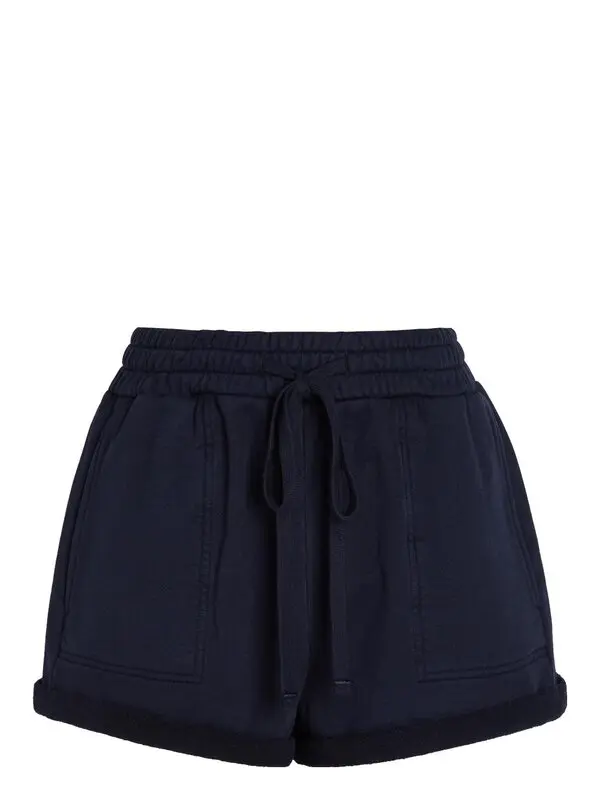 Citizens Of Humanity Viveene Cotton Shorts With Turn-up Cuffs - Navy