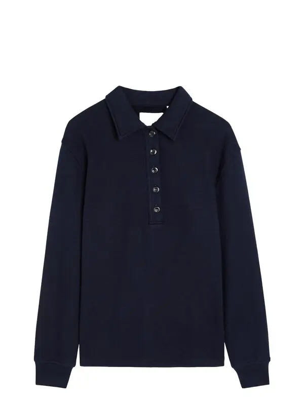 Citizens Of Humanity Jersey Polo Sweatshirt With Ribbed Trims - Navy