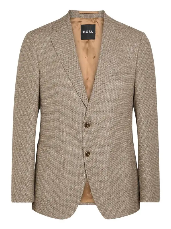 BOSS Hutson Wool And Linen-blend Blazer - Beige