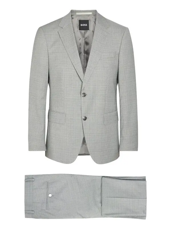 BOSS Houndstooth Stretch-wool Suit - Grey