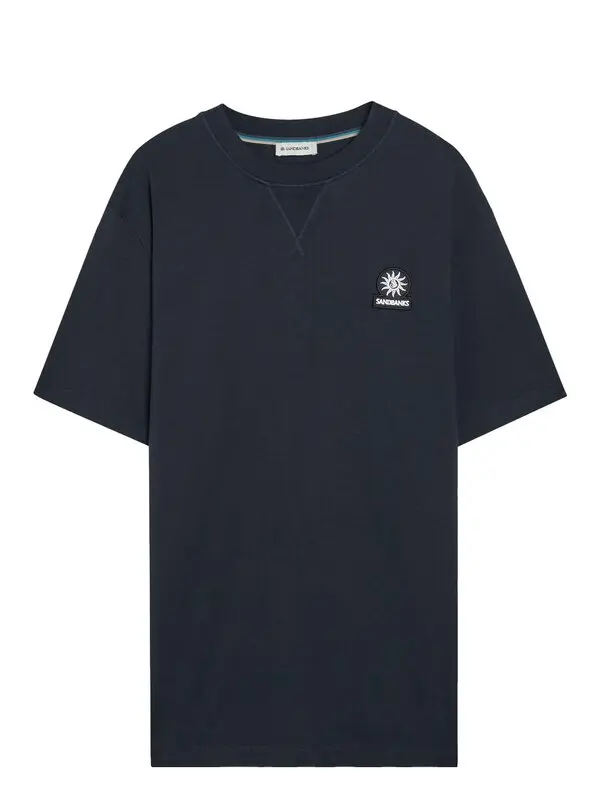 SANDBANKS Badge Appliquéd Cotton T-shirt - Navy