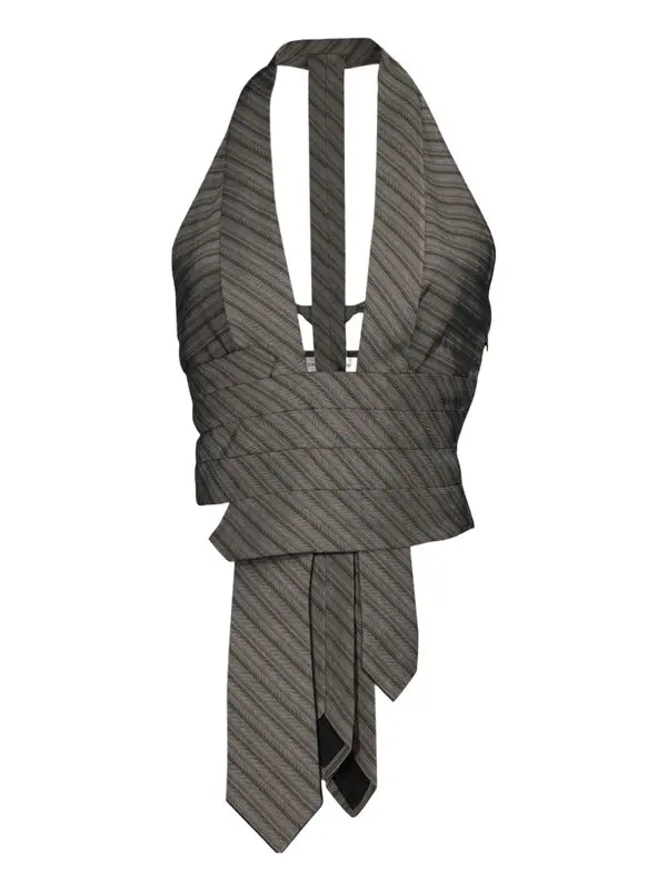 Christopher Esber Reyer Tailored Tie Top Striped, Fitted, Sleeveless - Black