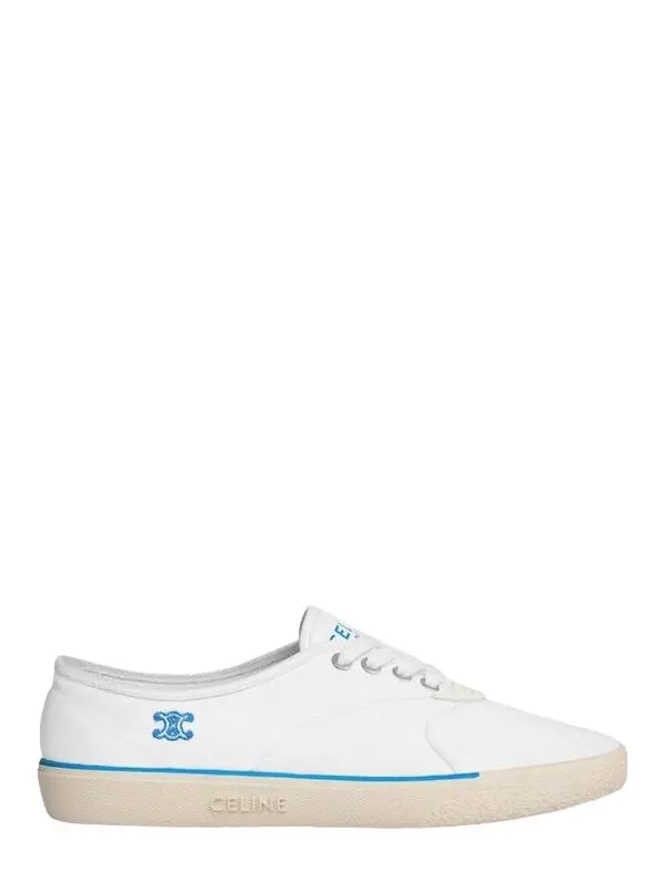 Celine Alan Sneaker In Canvas And Suede Calfskin - White