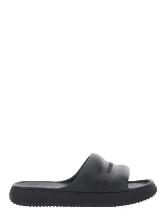 Moncler Round Toe Flat Sole Slippers - Black