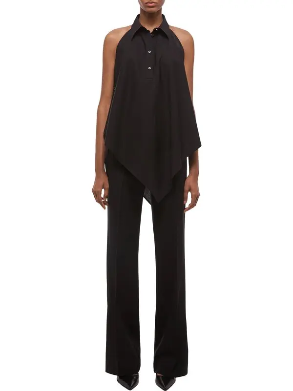Helmut Lang Poplin Collared Scarf Top - Black