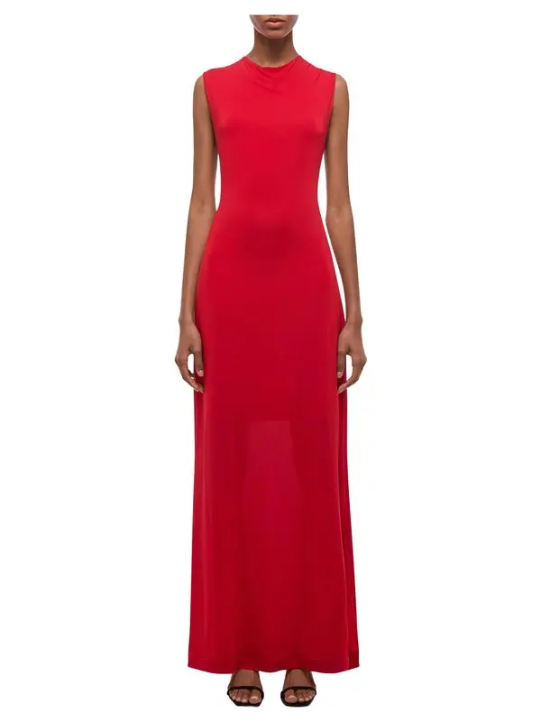 Helmut Lang Jersey Knotted Halter Maxi Dress - Red