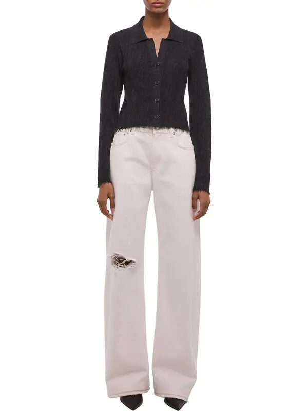 Helmut Lang Sheer Raw-edge Long-sleeve Shirt - Black