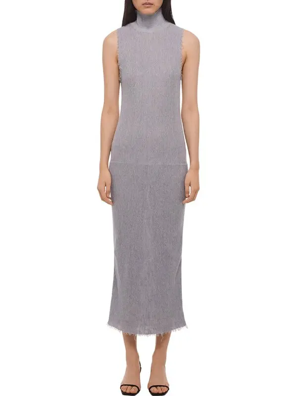 Helmut Lang Sheer Mock Neck Tank Dress - Grey
