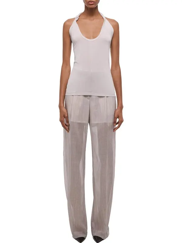Helmut Lang Jersey Twist Dancer Halter Top - Grey