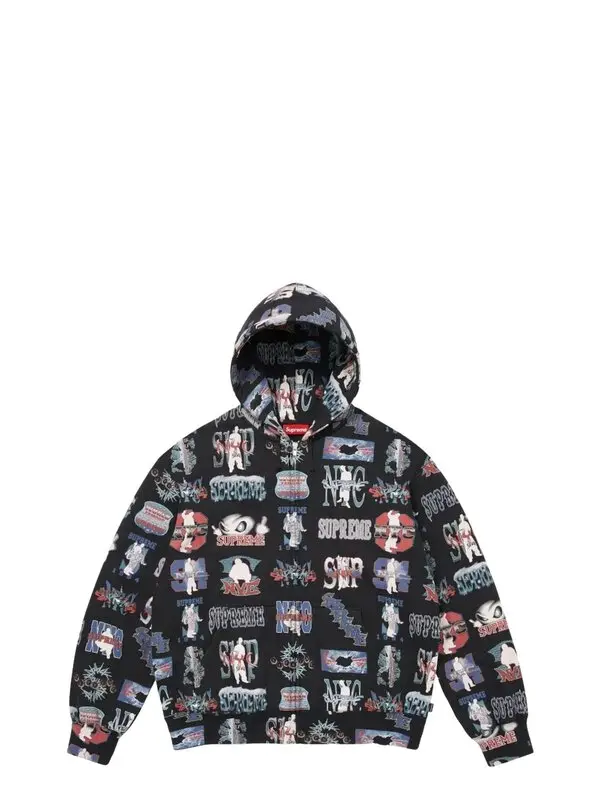 Supreme Graphic Zip Up Hooded Sweatshirt - Black