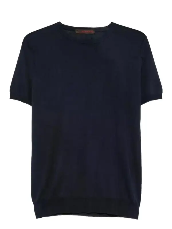 JEORDIE'S Fine-knit Short-sleeve Cotton T-shirt - Blue