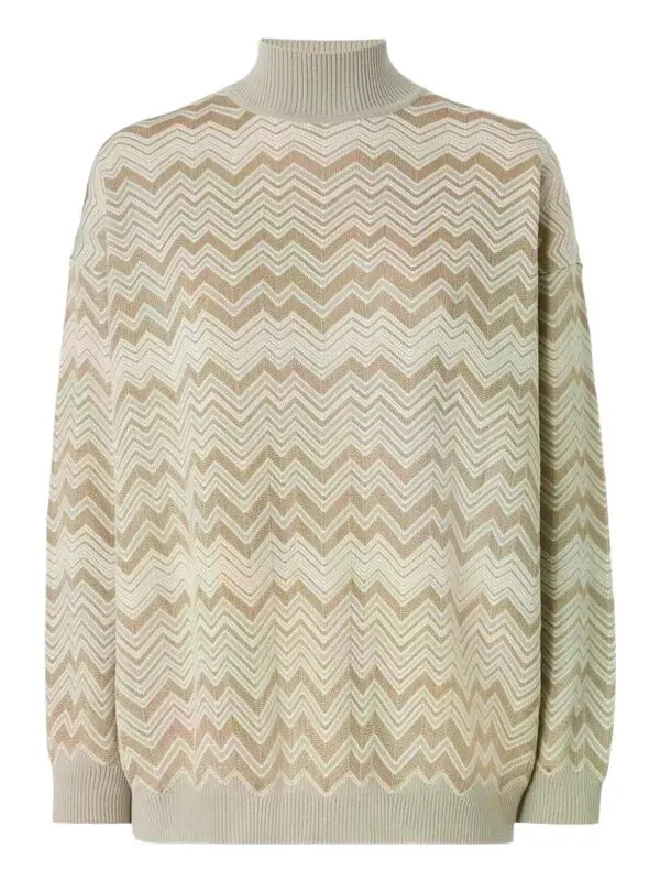 Missoni Zigzag-knit High-neck Sweater - Neutrals