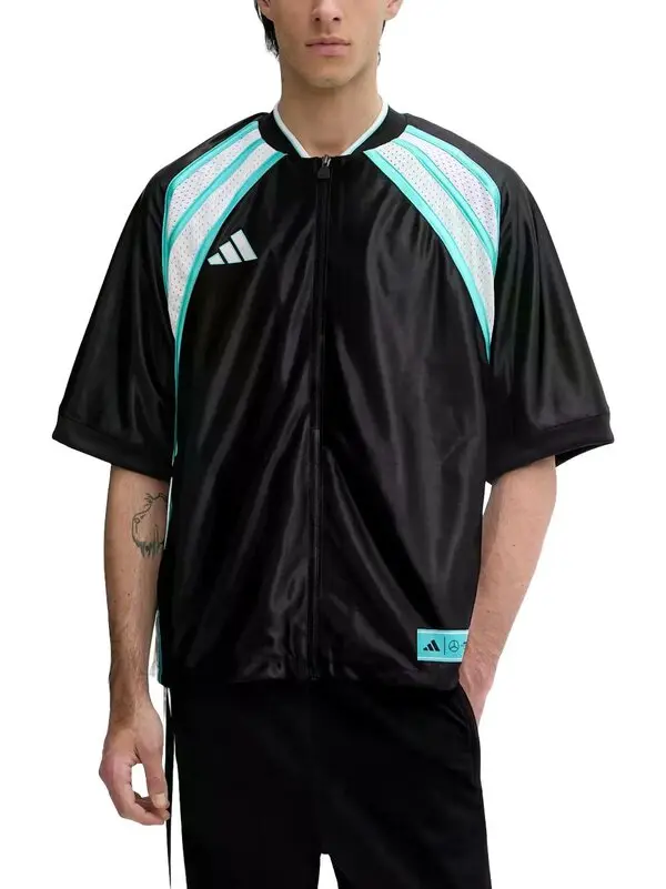 Adidas Mercedes Las Vegas Logo-print Zip-up T-shirt - Black
