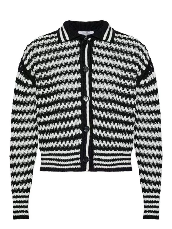 Max Mara Crochet Knit Cardigan - Black