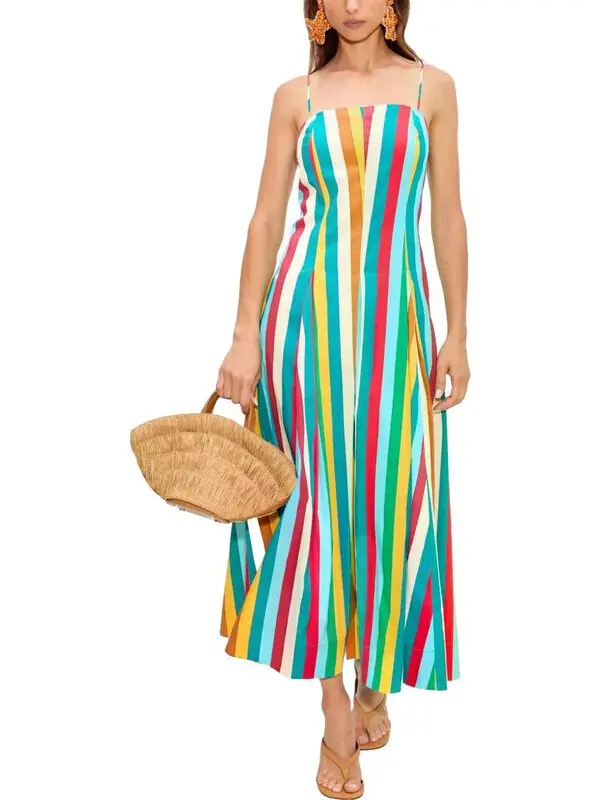 SIMONMILLER Astrid Stripe Print Midi Dress - Blue