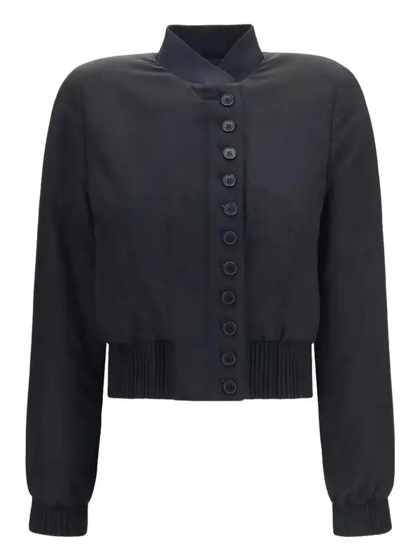 Alexander McQueen Silk Embroidered Bomber Jacket - Black