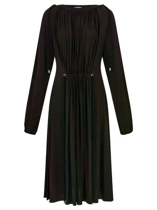 FERRAGAMO Viscose Dress With Gathered Detailing - Brown