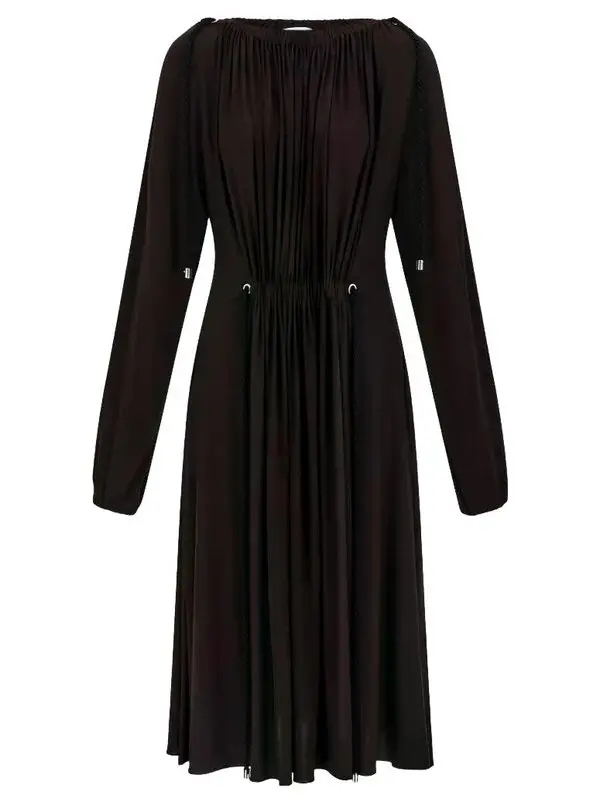 FERRAGAMO Viscose Dress With Gathered Detailing - Brown