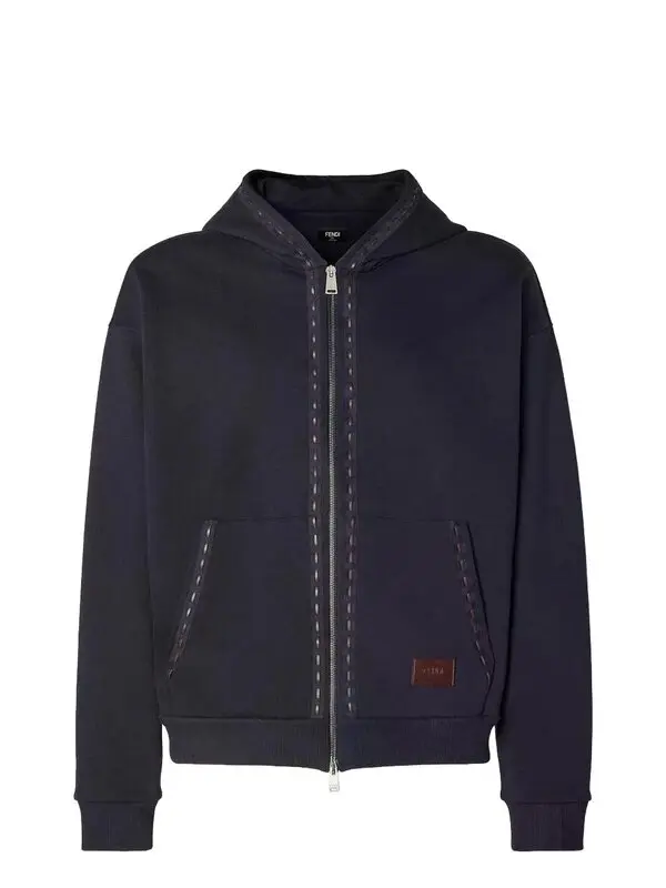 Fendi Cotton Zip-up Hoodie - Blue