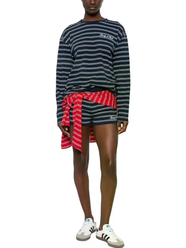 SPORTY & RICH Signature Logo Striped Long-sleeve T-shirt - Blue
