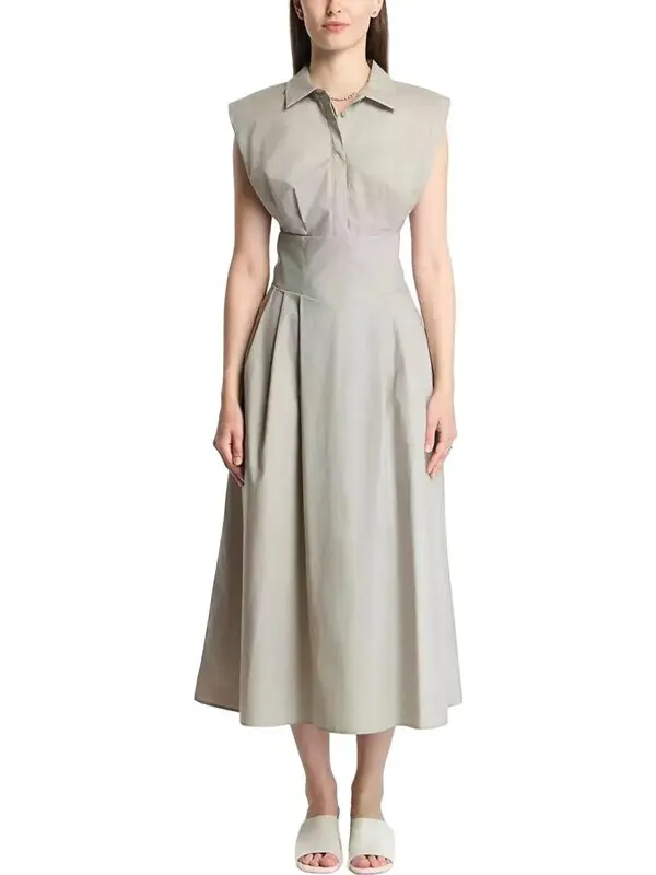 Guess Sleeveless Pleated Midi Dress - Neutrals