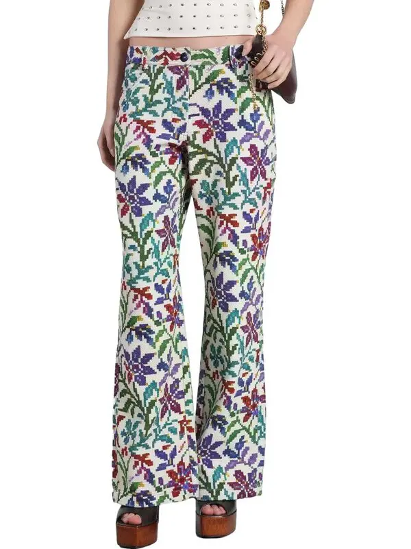 SIEDRES Floral Print Trousers - Neutrals