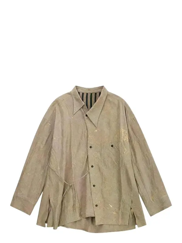 ZIGGY CHEN Splatter-print Asymmetric Shirt - Neutrals