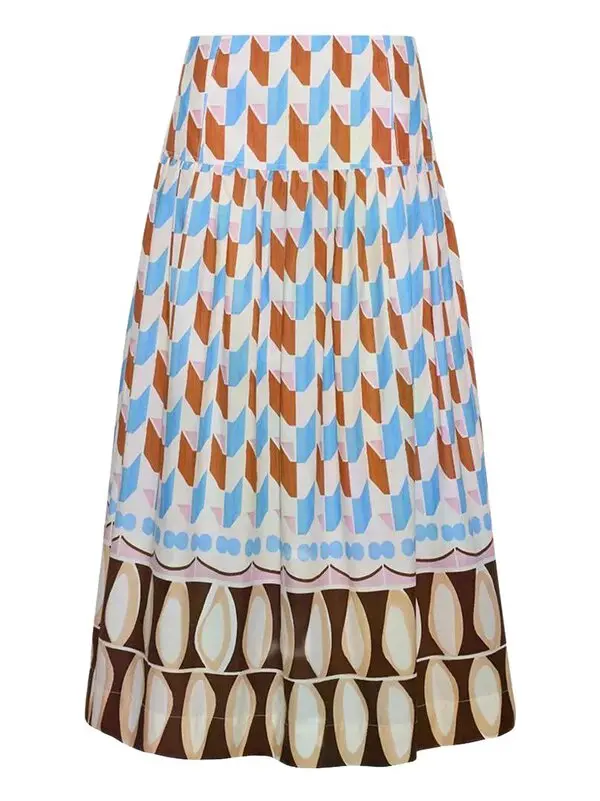 Cara Cara Diya Geometric-print Maxi Skirt - Brown