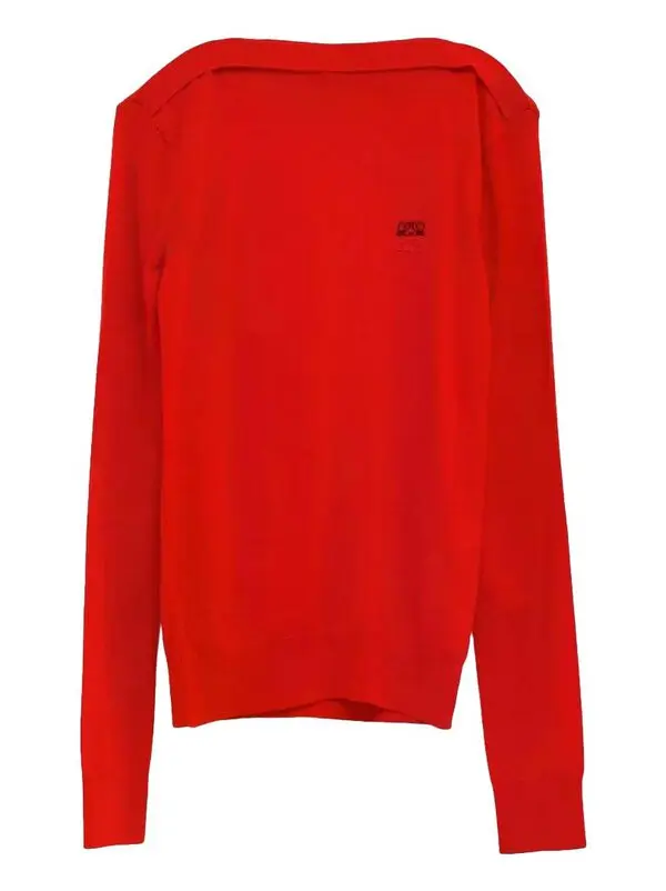 Loewe Anagram Embroidered Boat Neck Sweater - Red