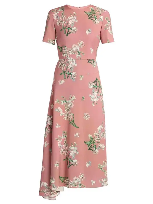 Erdem Dusty Floral Print Draped Dress - Pink
