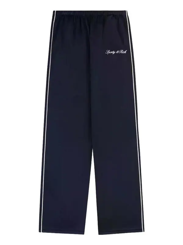 SPORTY & RICH Logo Embroidered Side Stripe Track Pants - Blue