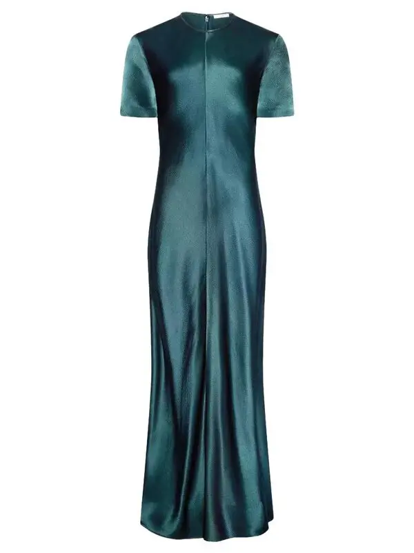 FFORME Hammered Satin Floor-length Gown - Green