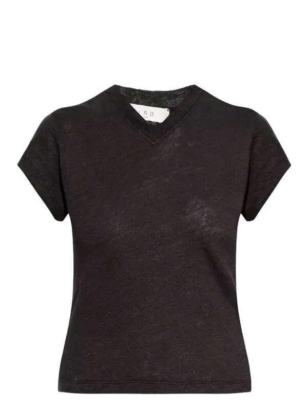 IRO PARIS V-neck Linen T-shirt - Black