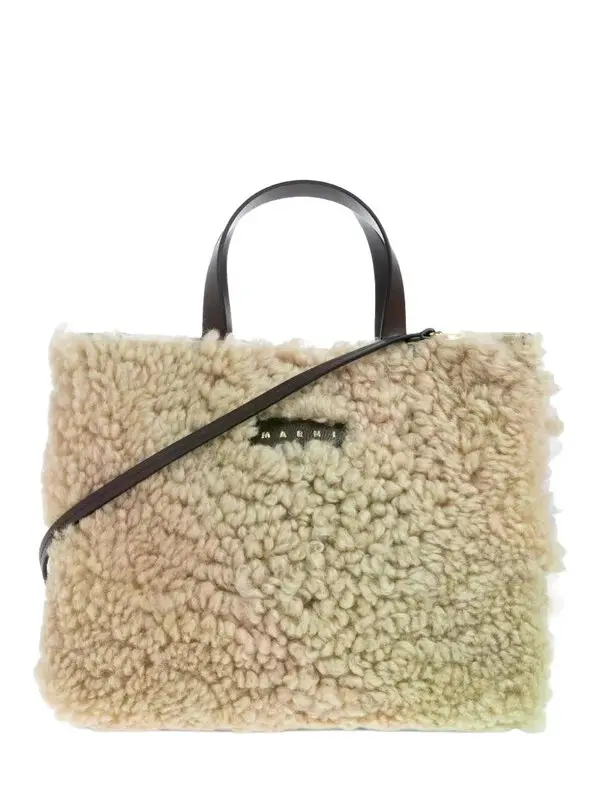 Marni Museo Soft East/west Lamb Fur Tote Bag - Neutrals