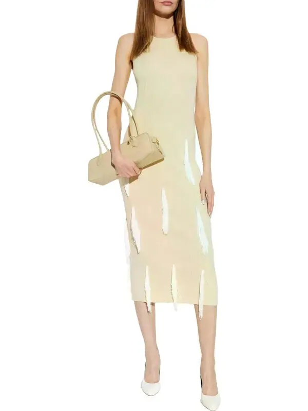 IRO PARIS Fleur Fringe Cutout Midi Dress - Neutrals
