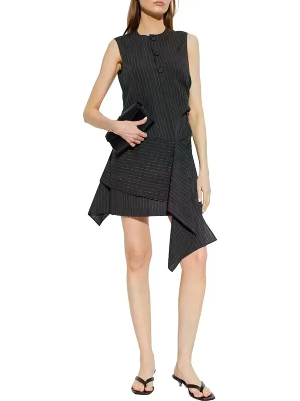 IRO PARIS Klea Pinstripe Layered Mini Dress - Grey