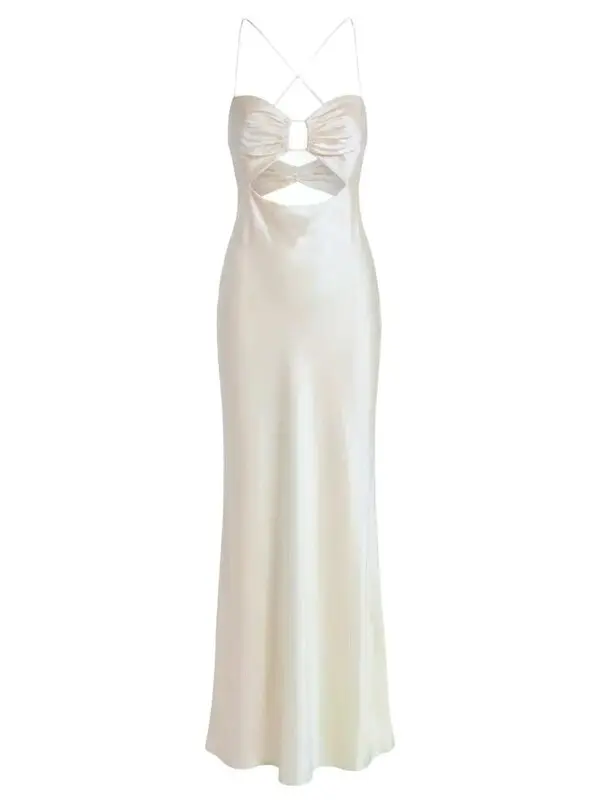 THE SEI Cut-out Silk Maxi Gown - Neutrals