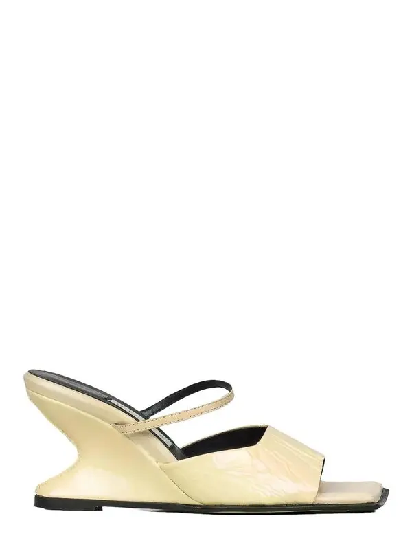 MIISTA Ruched Sculptural Wedge Slides - Neutrals