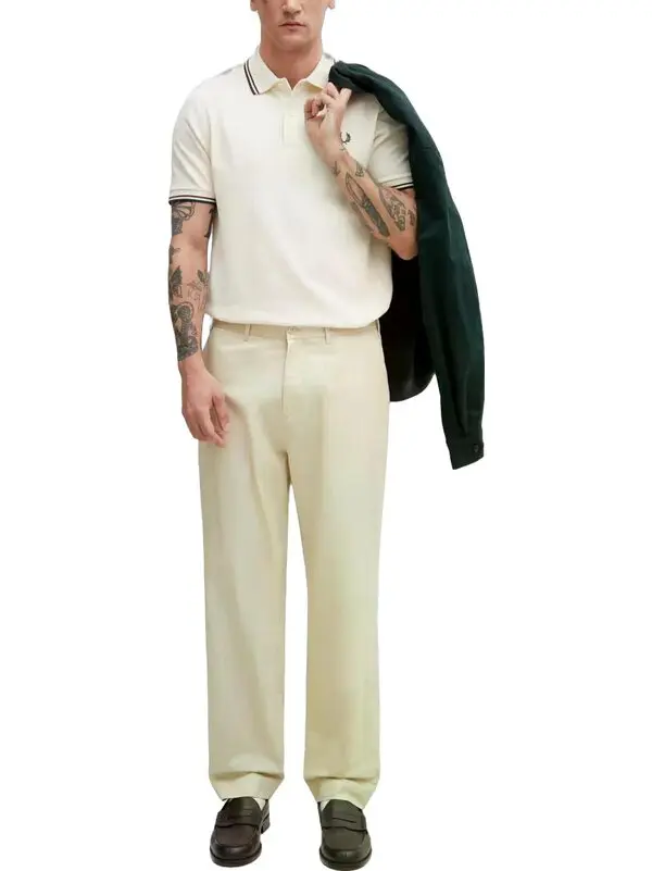 Fred Perry Logo-embroidered Straight-leg Trousers - Neutrals