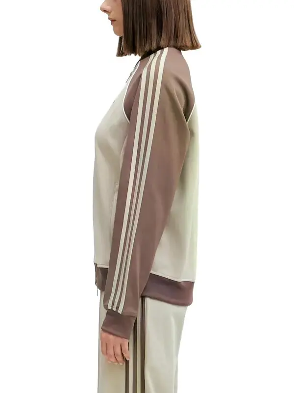 Adidas Logo-embroidered Zip-up Sweatshirt - Neutrals