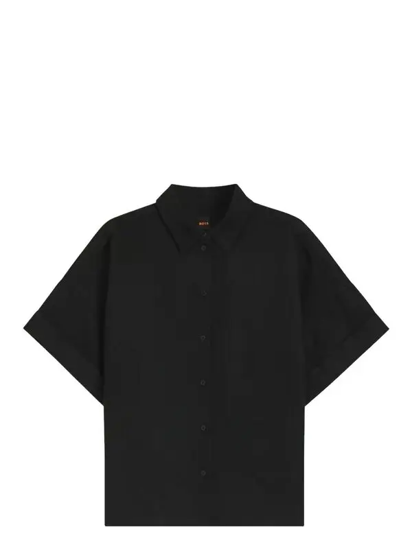BOSS Short-sleeve Button-down Shirt - Black